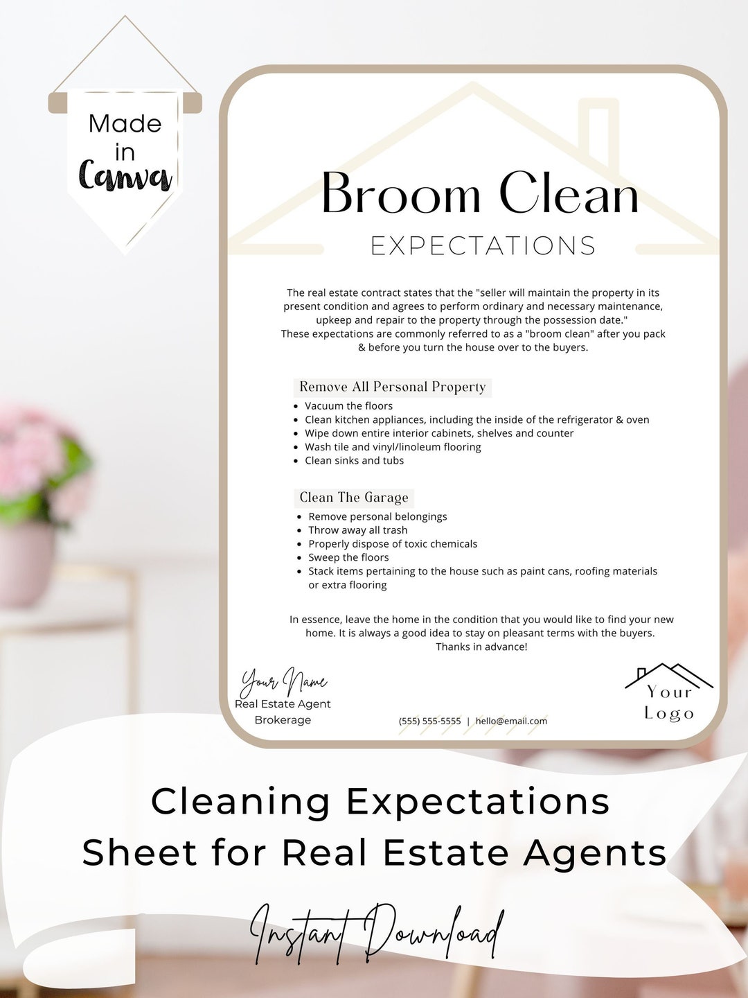 Broom Clean Sheet for Real Estate | Marketing for Realtors | Canva ...