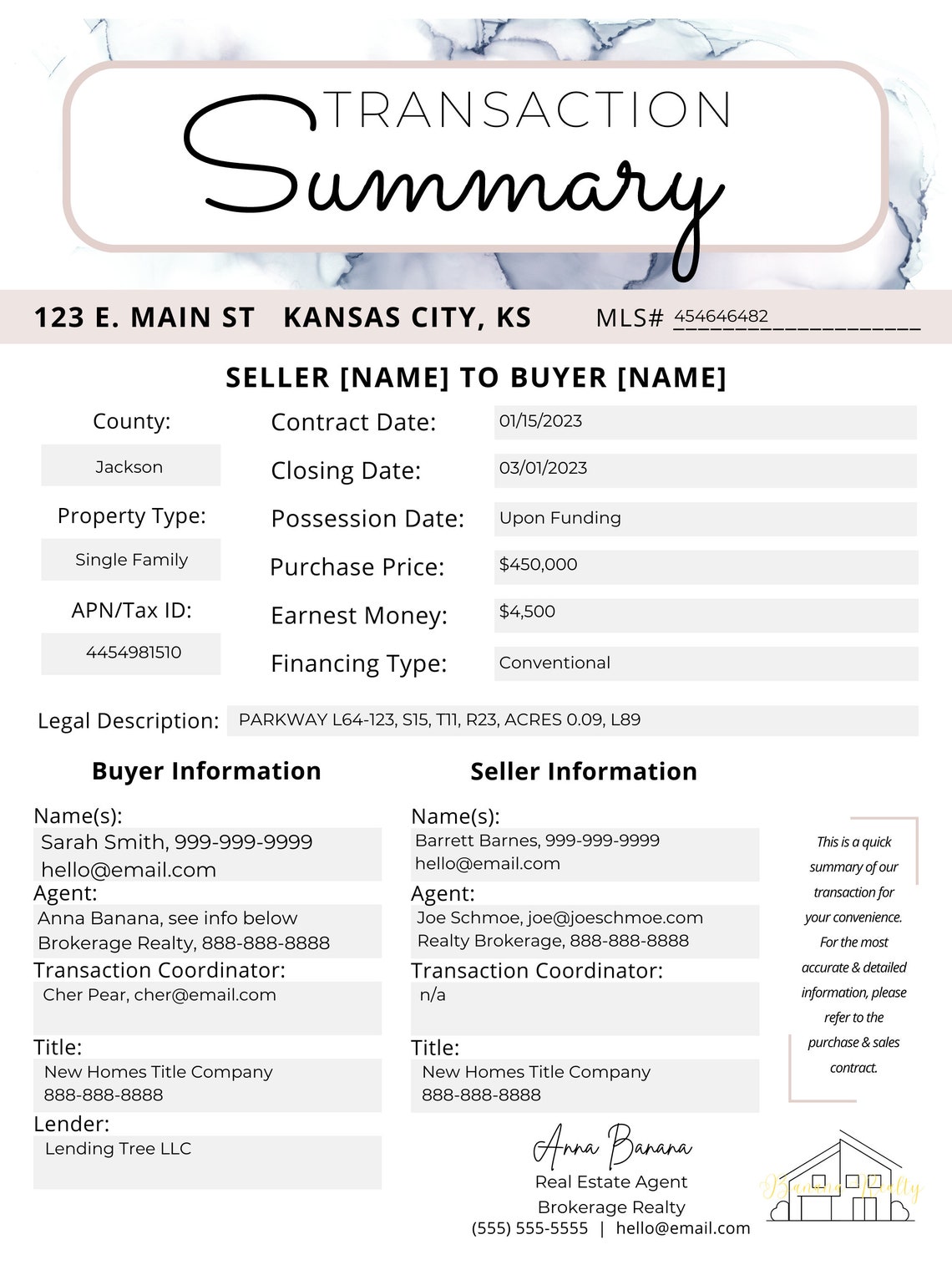 Transaction Summary for Real Estate | Marketing for Realtors | Canva ...