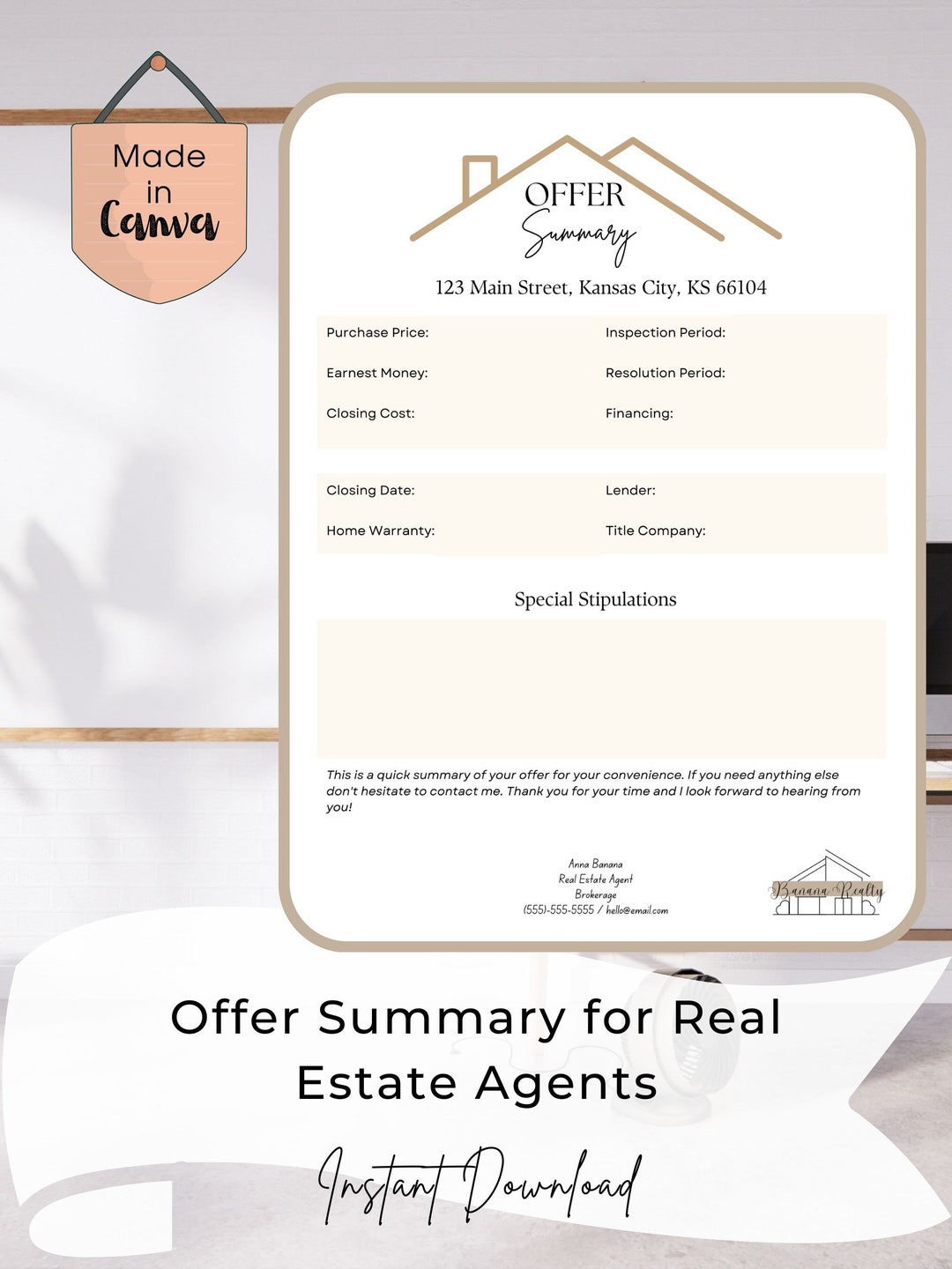 Real Estate Offer Summary Template: Realtor Marketing (canva, Digital ...