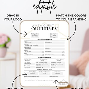 Real Estate Client Summary Template: Realtor Marketing (canva, Digital ...