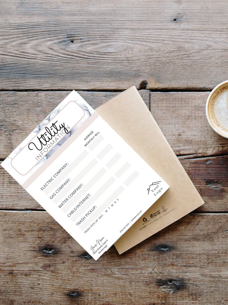Real Estate Utility Info Sheet: Realtor Marketing Canva Template ...