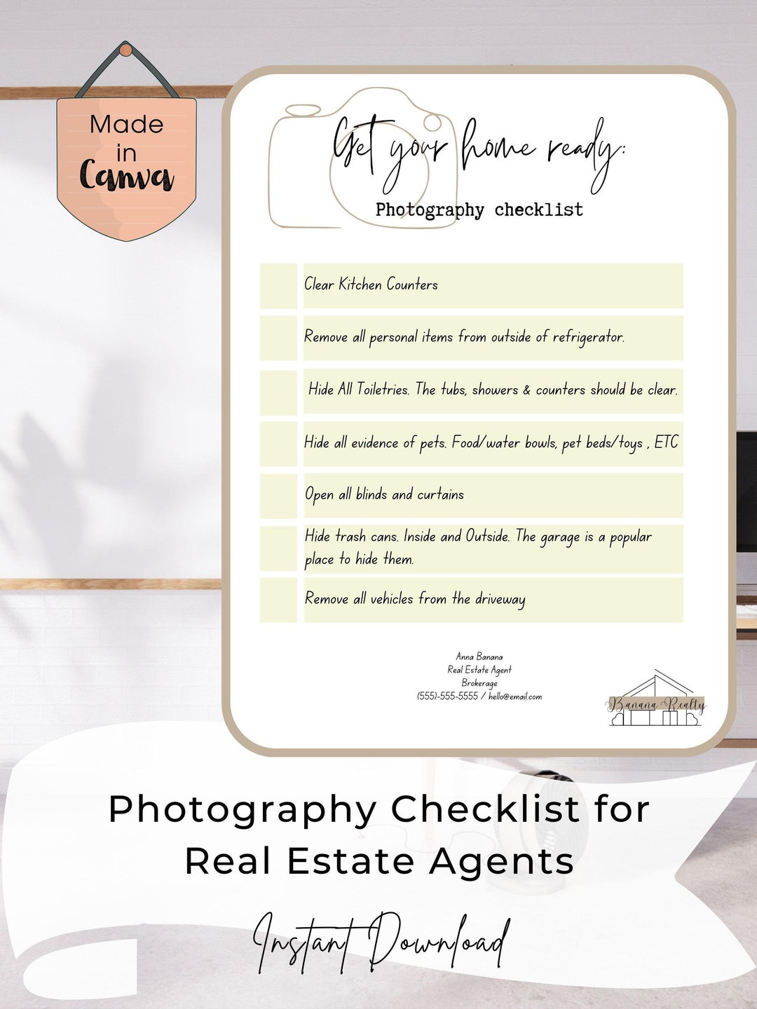 Photography Checklist for Real Estate | Marketing for Realtors | Canva ...