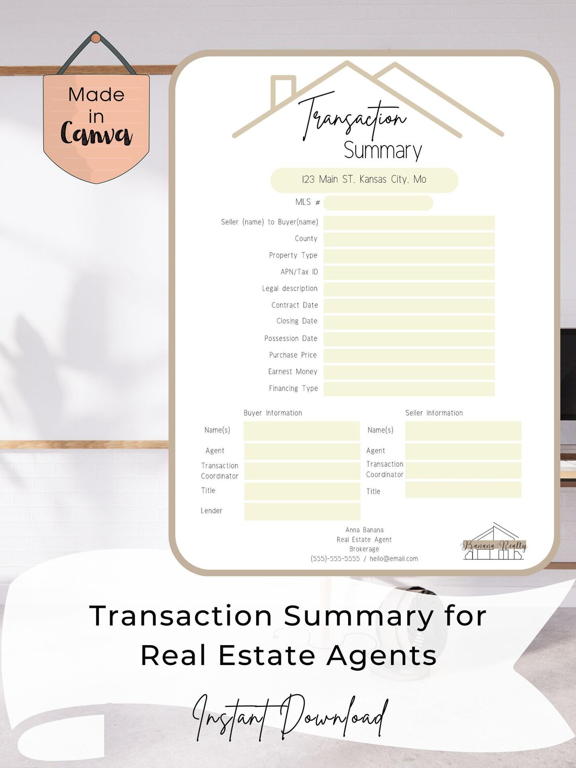 Real Estate Transaction Summary Template: Realtor Marketing (canva ...