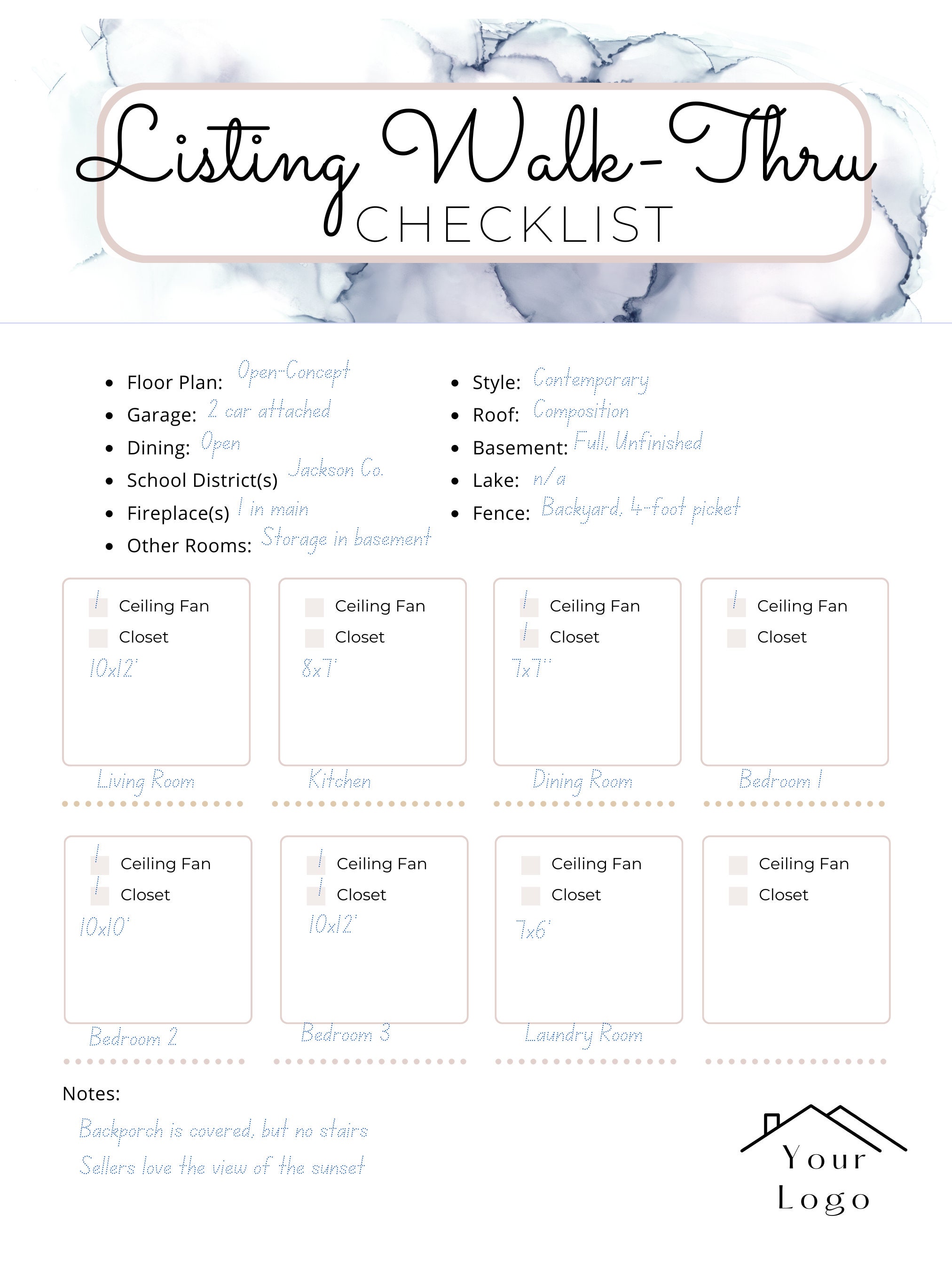 Listing Walk-thru Checklist for Real Estate | Realtor Template | Canva ...