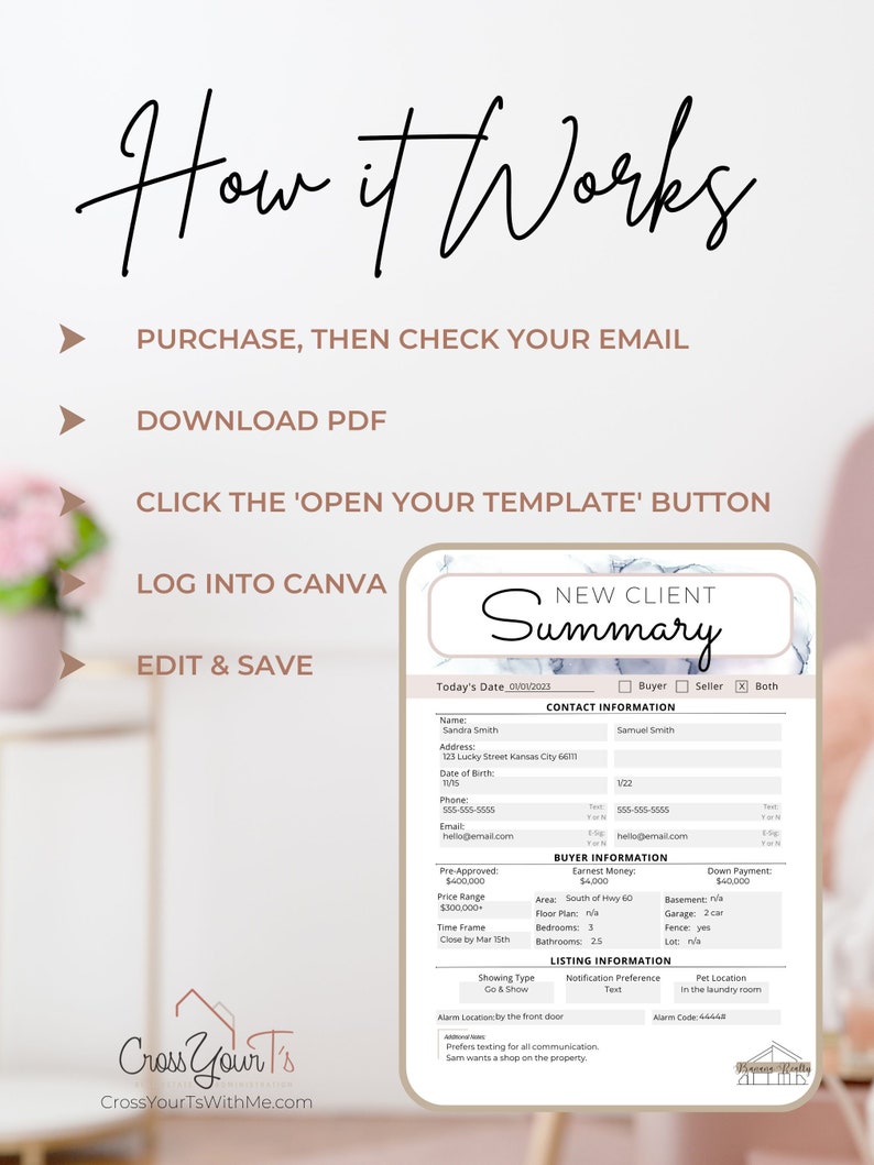 Real Estate Client Summary Template: Fillable Realtor Marketing ...