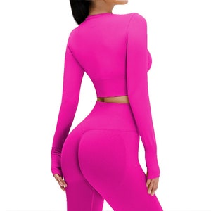 Seamless Sports Suit Yoga Set for Women Fitness Wear Long Sleeve Yoga Clothing Gym Workout ...