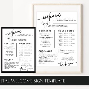 Editable Airbnb & VRBO Welcome Sign Template Welcome Guide Rental Check ...