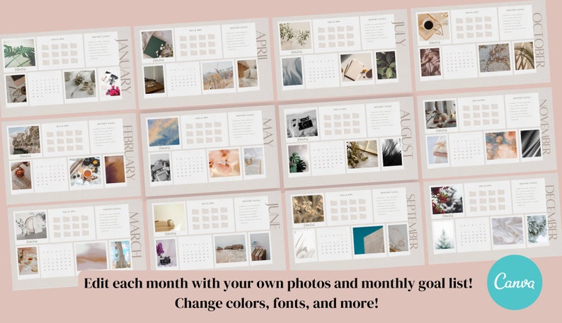 2023 Desktop Wallpaper Organizer Editable Bundle Monthly Goals Mac ...