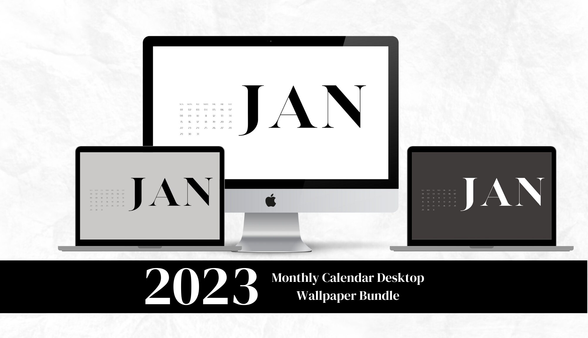 2023 Monthly Calendar Desktop Wallpaper Bundle Desktop - Etsy