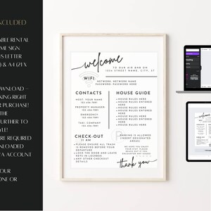Editable Airbnb & VRBO Welcome Sign Template Welcome Guide Rental Check ...