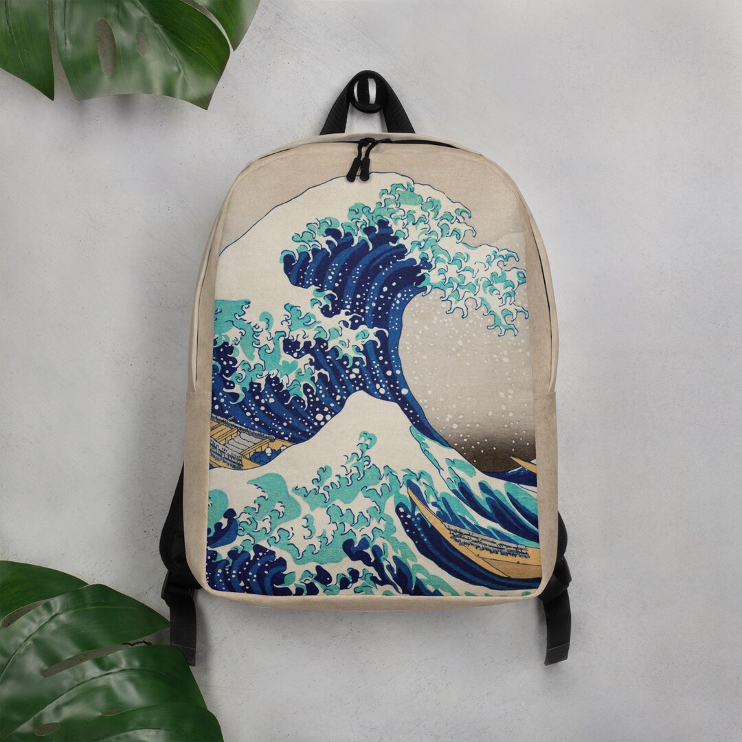 Minimalist the Great Wave at Kanagawa Backpack - Etsy