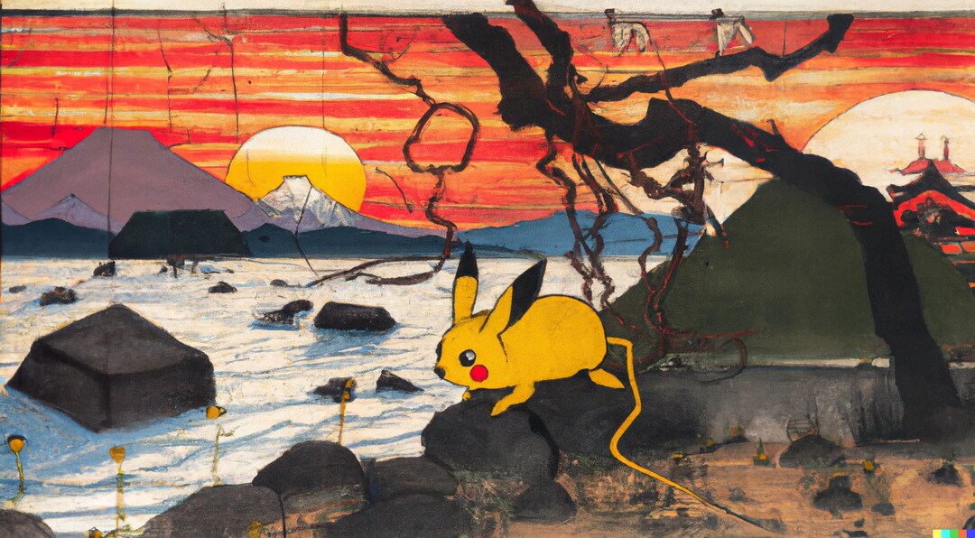 Ukiyo-e Style Pikachu at Mt Fuji Design - Etsy