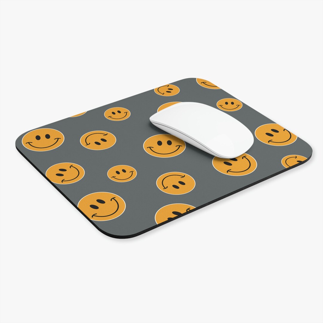 Happy Faces Mouse Pad, Yellow, Mouse Mat Non-slip Rubber Base Mousepad ...