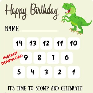 Dinosaur Birthday Countdown Calendar for Kids, Celebrate, Interactive ...