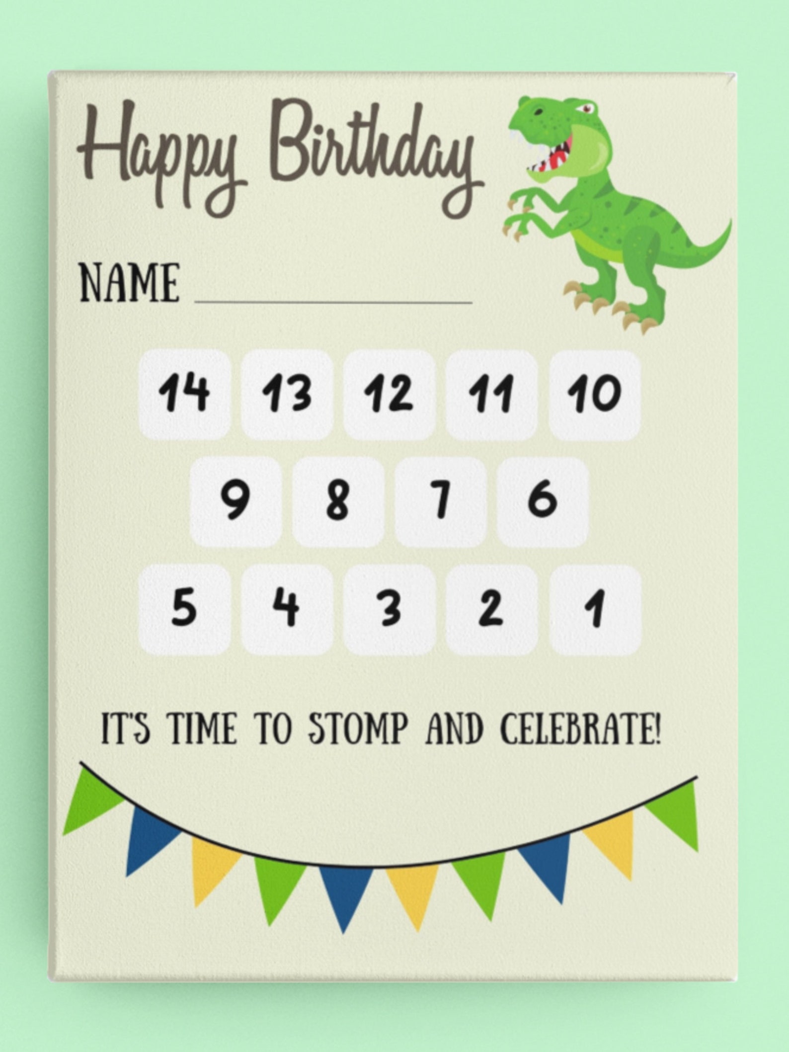 Dinosaur Birthday Countdown Calendar for Kids, Celebrate, Interactive ...
