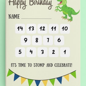 Dinosaur Birthday Countdown Calendar for Kids, Celebrate, Interactive ...
