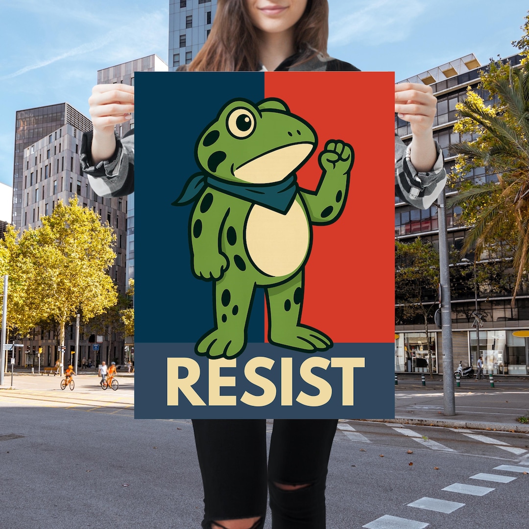 Resist Frog Protest Sign Art Democracy Digital Poster - Etsy