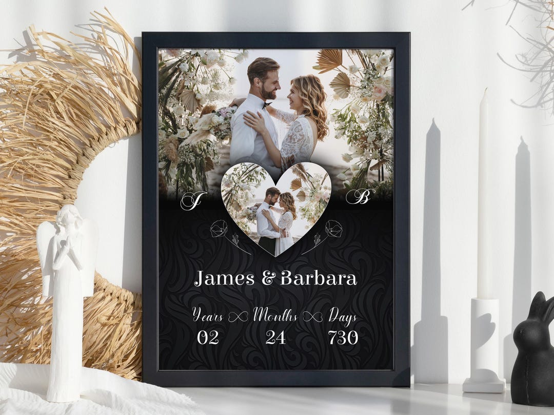Couple Photo Frame Collage Template 06, Printable Photo Grid, Digital ...