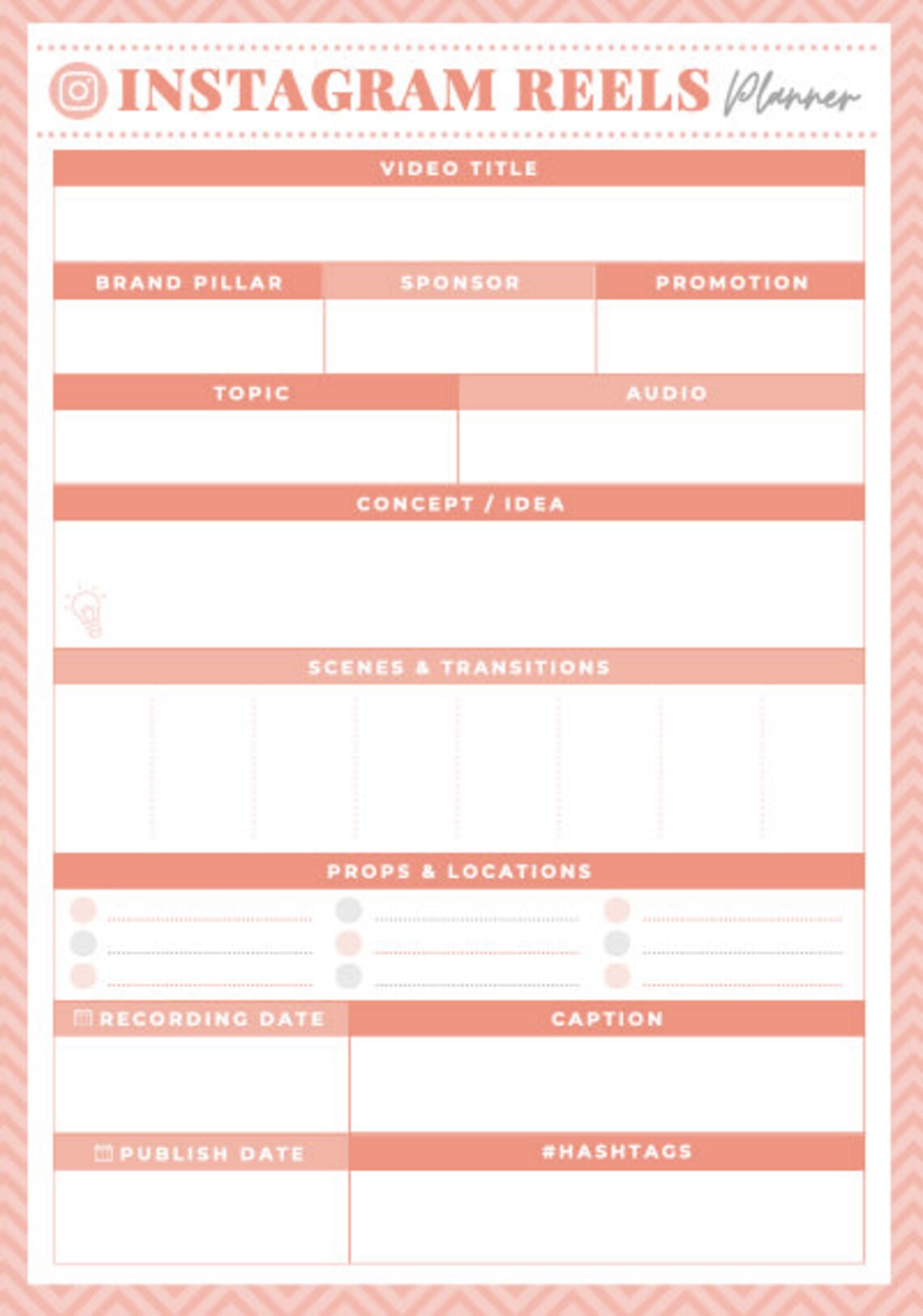 Instagram Reels and Stories Planner / Instagram Planner / Insta Post ...