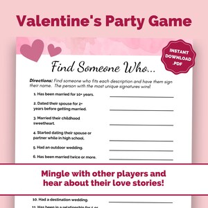 Valentine's Day Game | Printable FIND SOMEONE WHO Ice Breaker Game ...