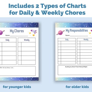 Kids Chart Bundle - Outer Space Themed | Printable Checklists Including ...