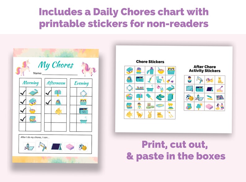 Kids Chart Bundle - Unicorn Themed | Printable Checklists Including ...