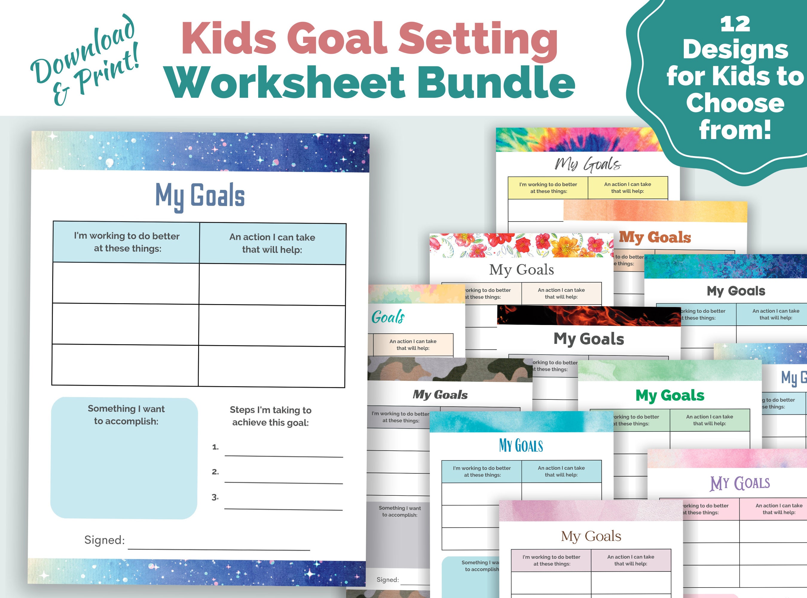 Kids Goal Setting Worksheet | Printable PDF Download to Help Kids Set ...