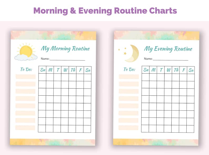 Kids Chart Bundle - Unicorn Themed | Printable Checklists Including ...