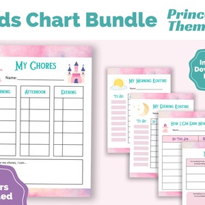 Kids Chart Bundle - Princess Themed | Printable Checklists Including ...