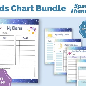 Kids Chart Bundle - Outer Space Themed | Printable Checklists Including ...