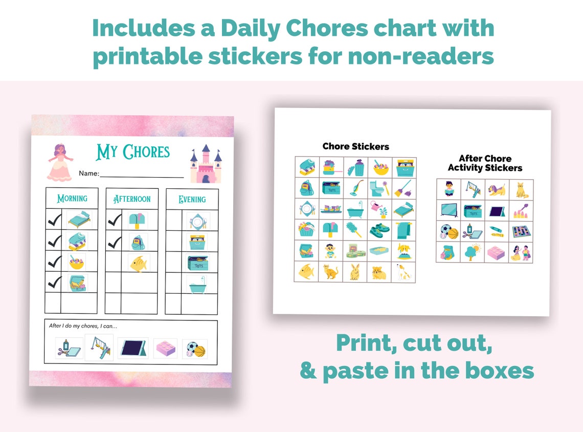 Kids Chart Bundle - Princess Themed | Printable Checklists Including ...