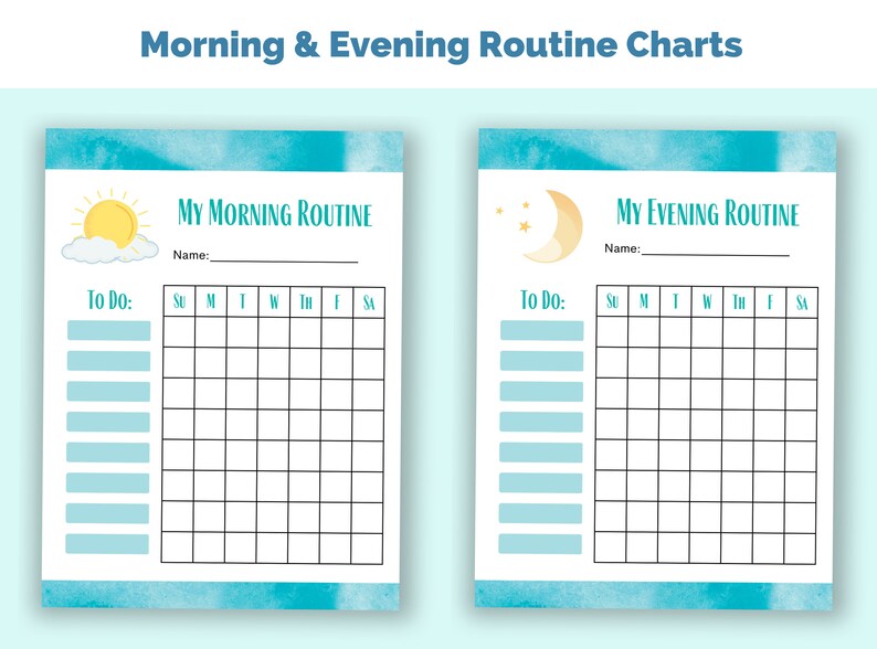 Kids Chart Bundle - Ocean Themed | Printable Checklists Including Chore ...