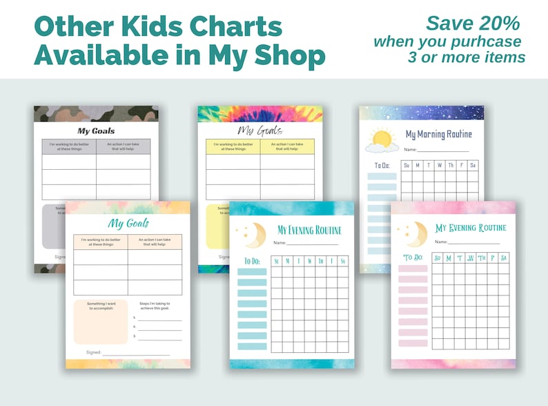 Kids Chore Chart Bundle | Printable Responsibility Checklists and How ...