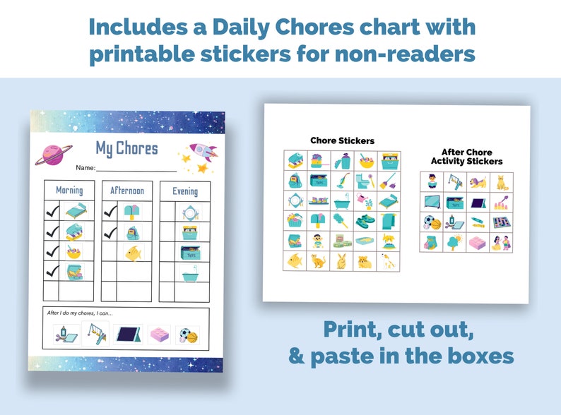 Kids Chart Bundle - Outer Space Themed | Printable Checklists Including ...