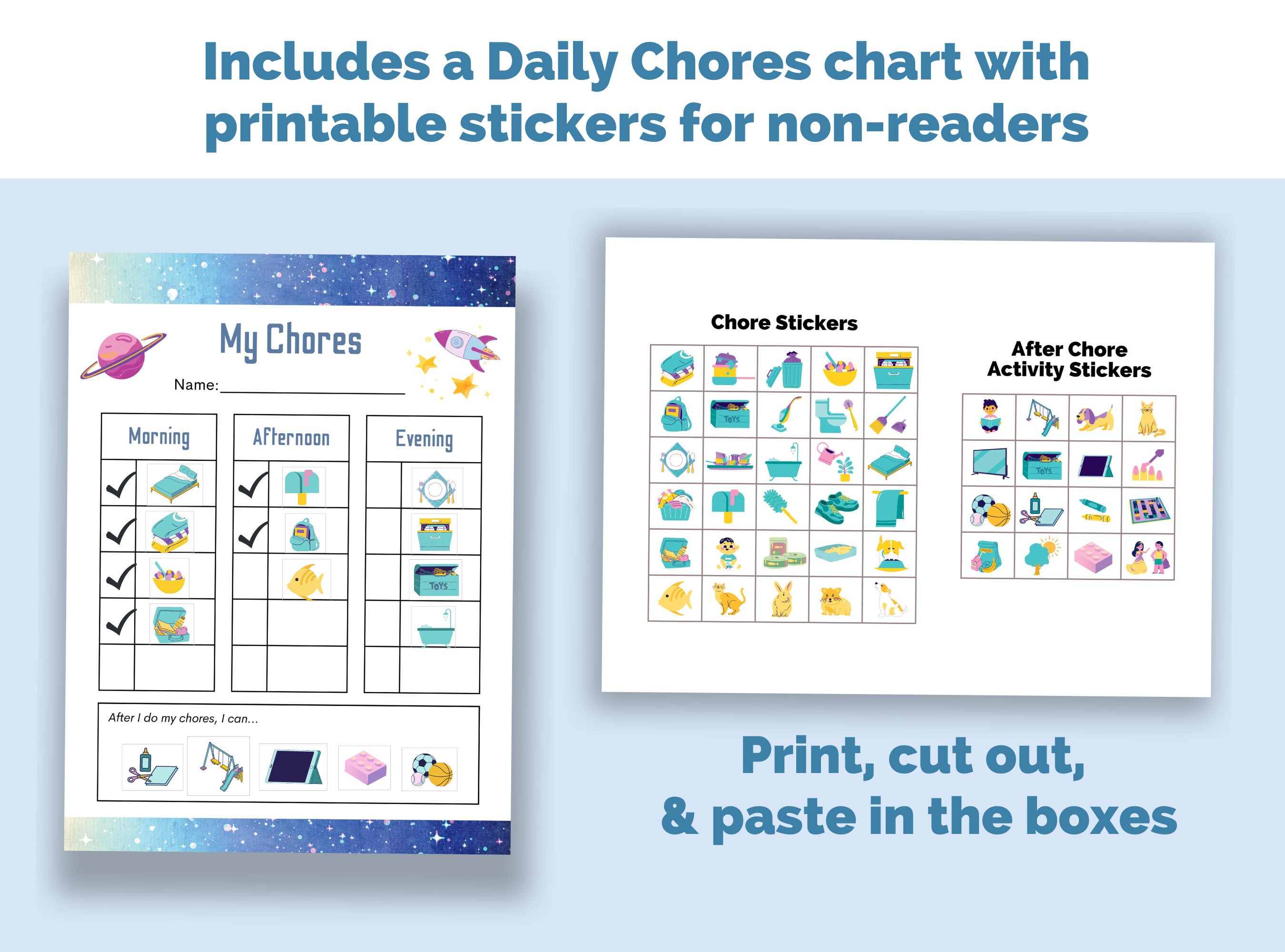 Kids Chart Bundle - Outer Space Themed | Printable Checklists Including ...