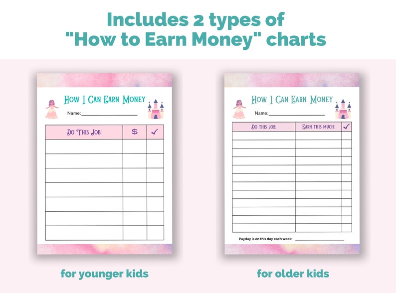Kids Chart Bundle - Princess Themed | Printable Checklists Including ...