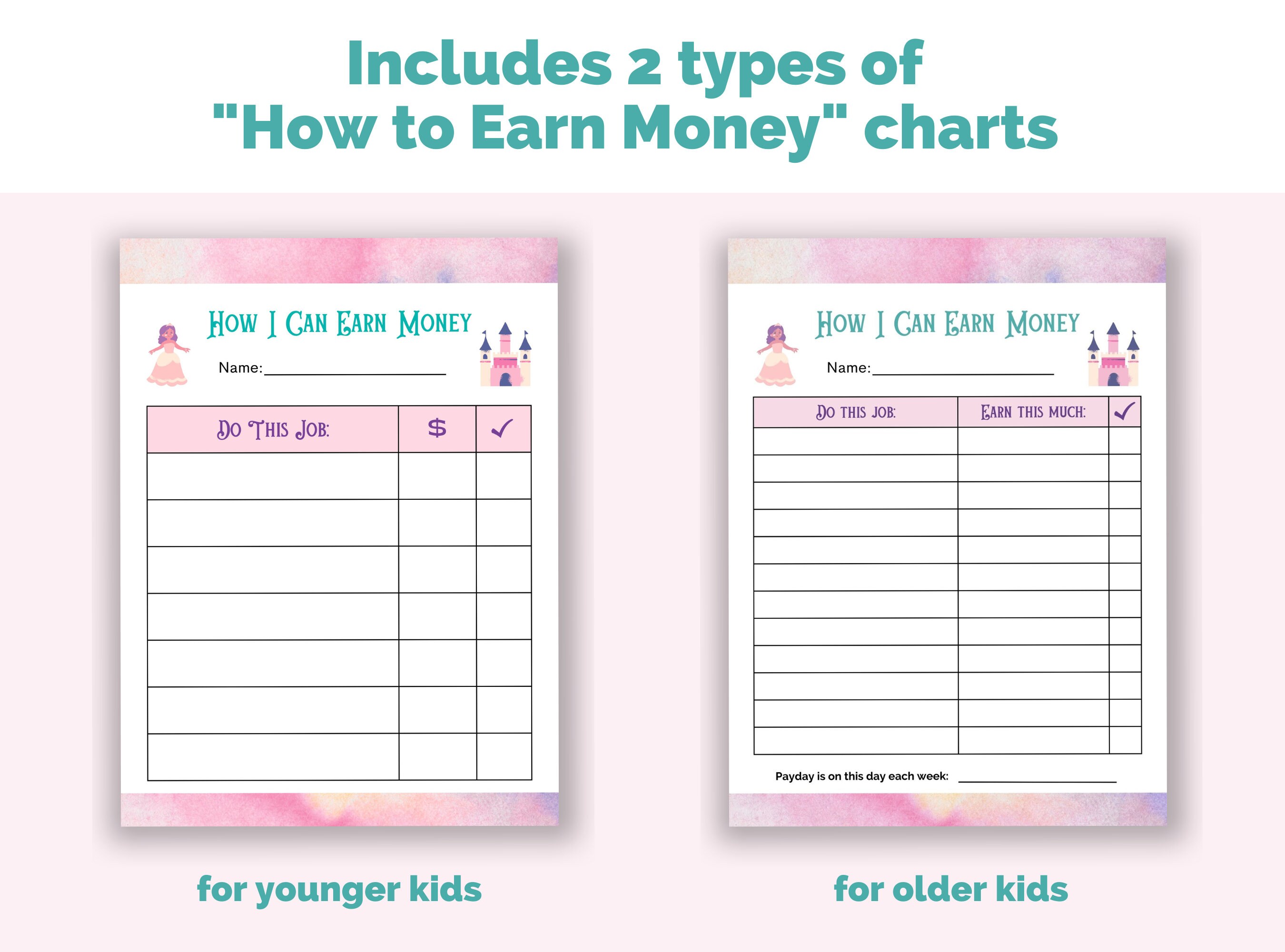 Kids Chart Bundle - Princess Themed | Printable Checklists Including ...