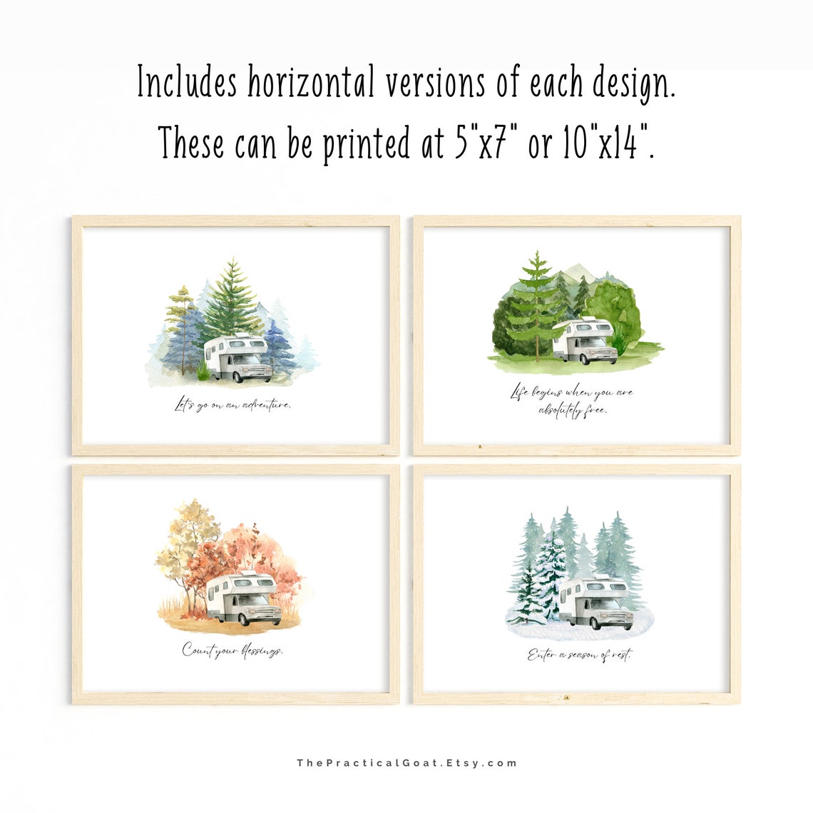 4 Seasons Printable Motorhome Wall Decor for RV Water Color Style ...