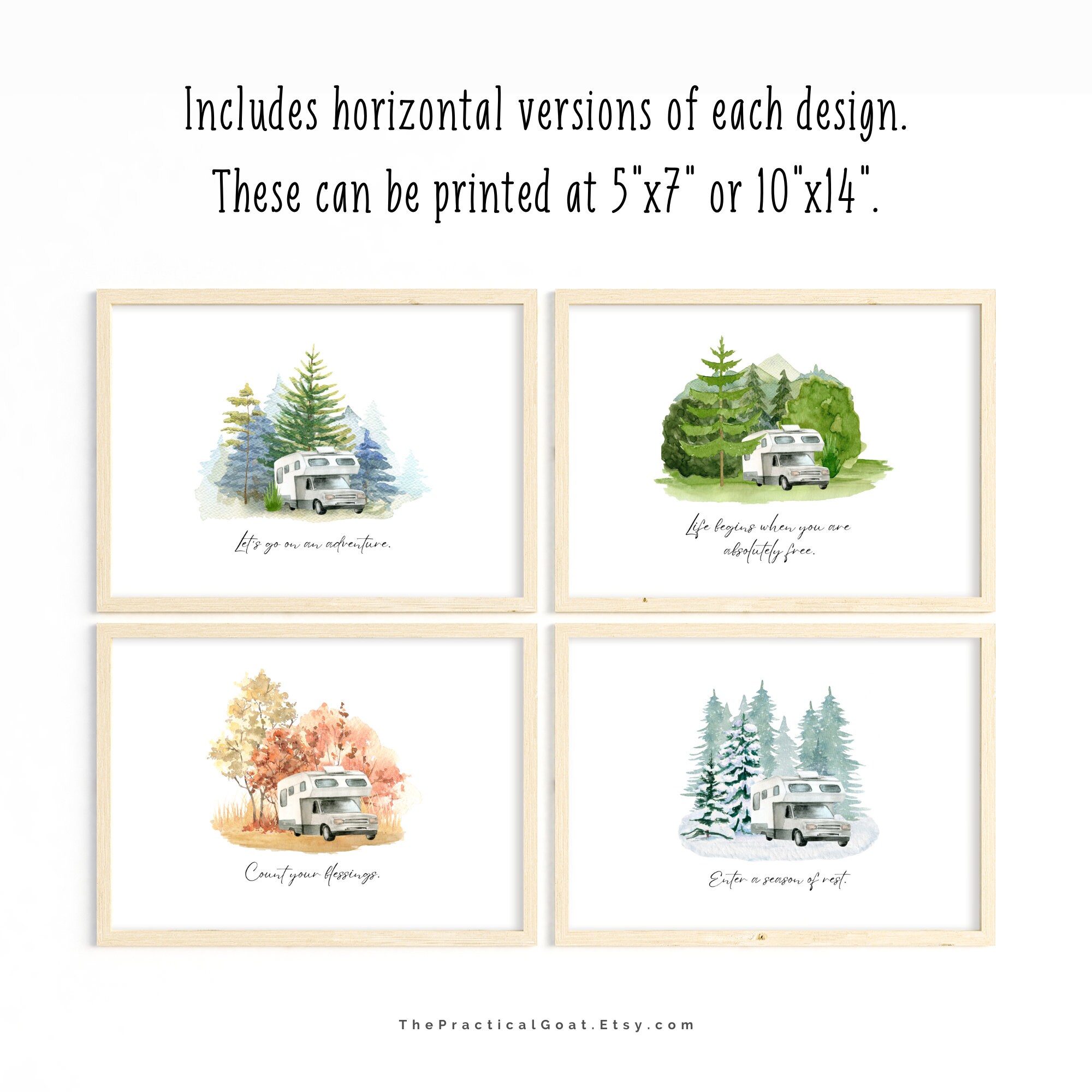 4 Seasons Printable Motorhome Wall Decor for RV | Water Color Style ...