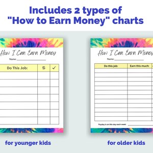 Kids Chart Bundle - Tie Dye Themed | Printable Checklists Including ...