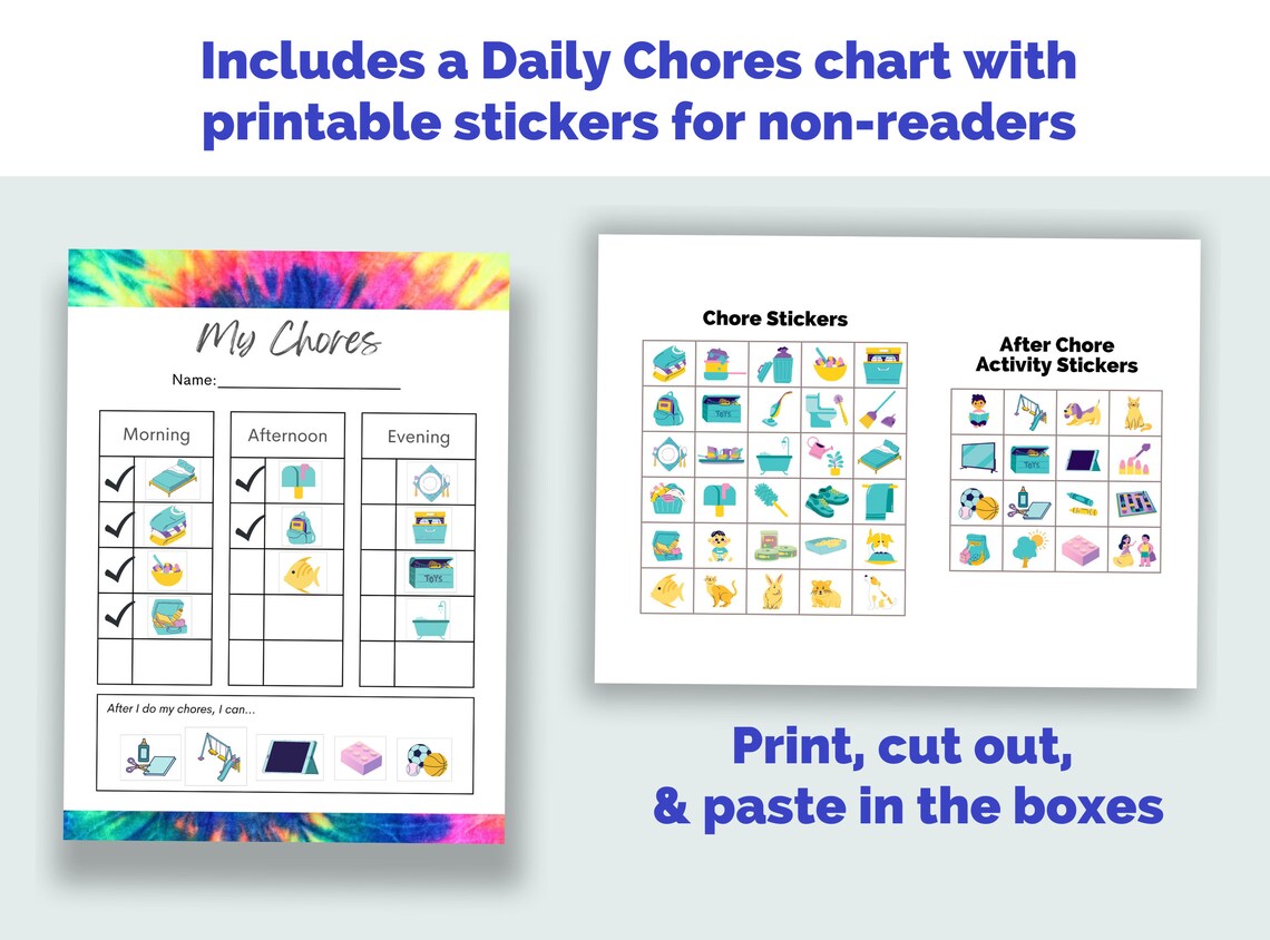 Kids Chart Bundle - Tie Dye Themed | Printable Checklists Including ...