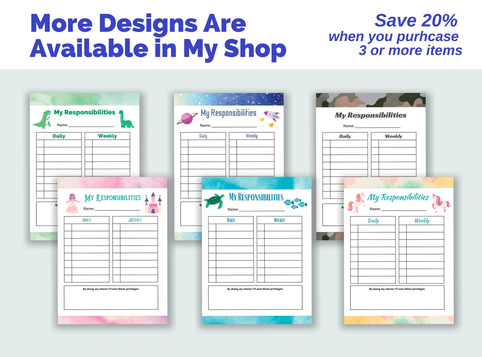 Kids Chart Bundle - Tie Dye Themed | Printable Checklists Including ...