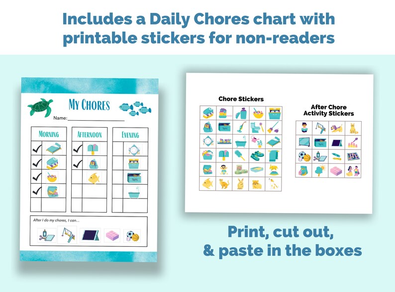 Kids Chart Bundle - Ocean Themed | Printable Checklists Including Chore ...