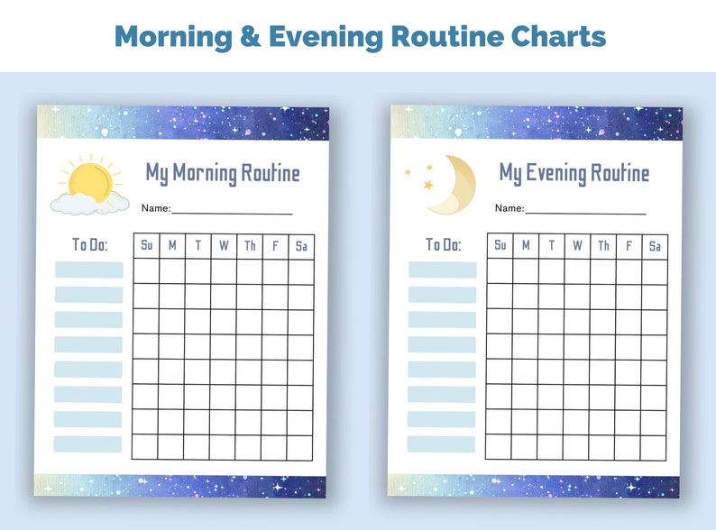 Kids Chart Bundle - Outer Space Themed | Printable Checklists Including ...