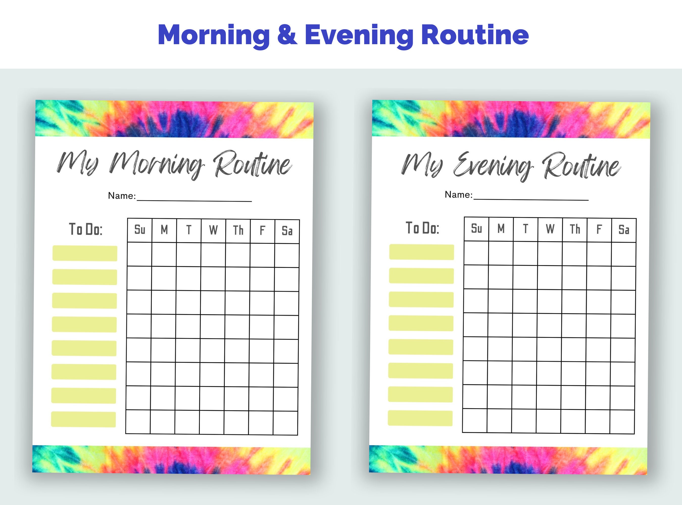 Kids Chart Bundle - Tie Dye Themed | Printable Checklists Including ...