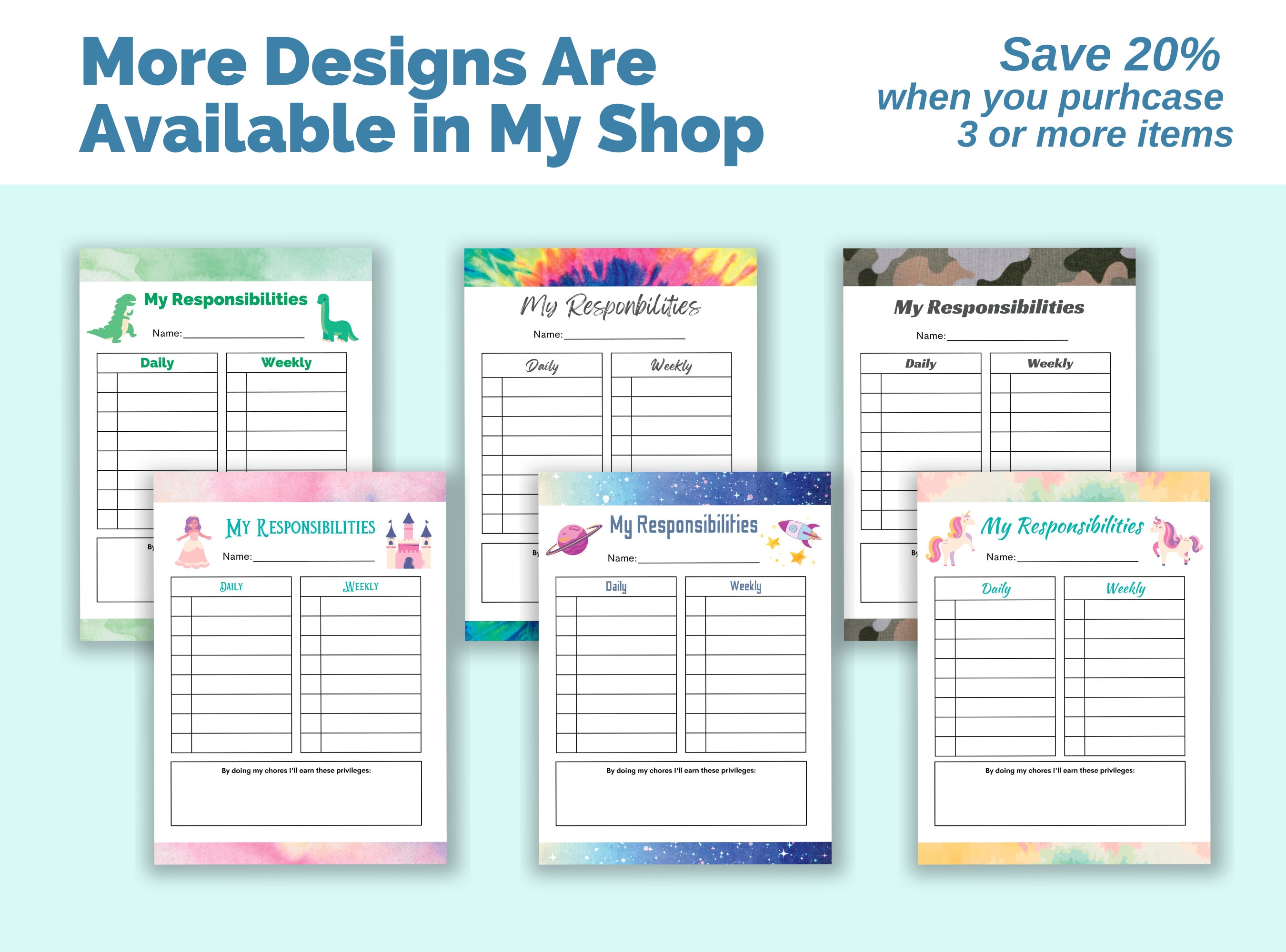 Kids Chart Bundle - Ocean Themed | Printable Checklists Including Chore ...