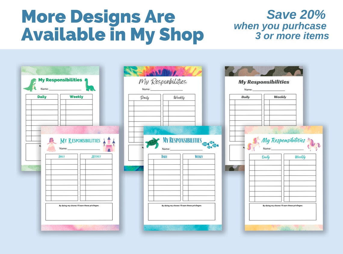 Kids Chart Bundle Outer Space Themed Printable Checklists Including ...