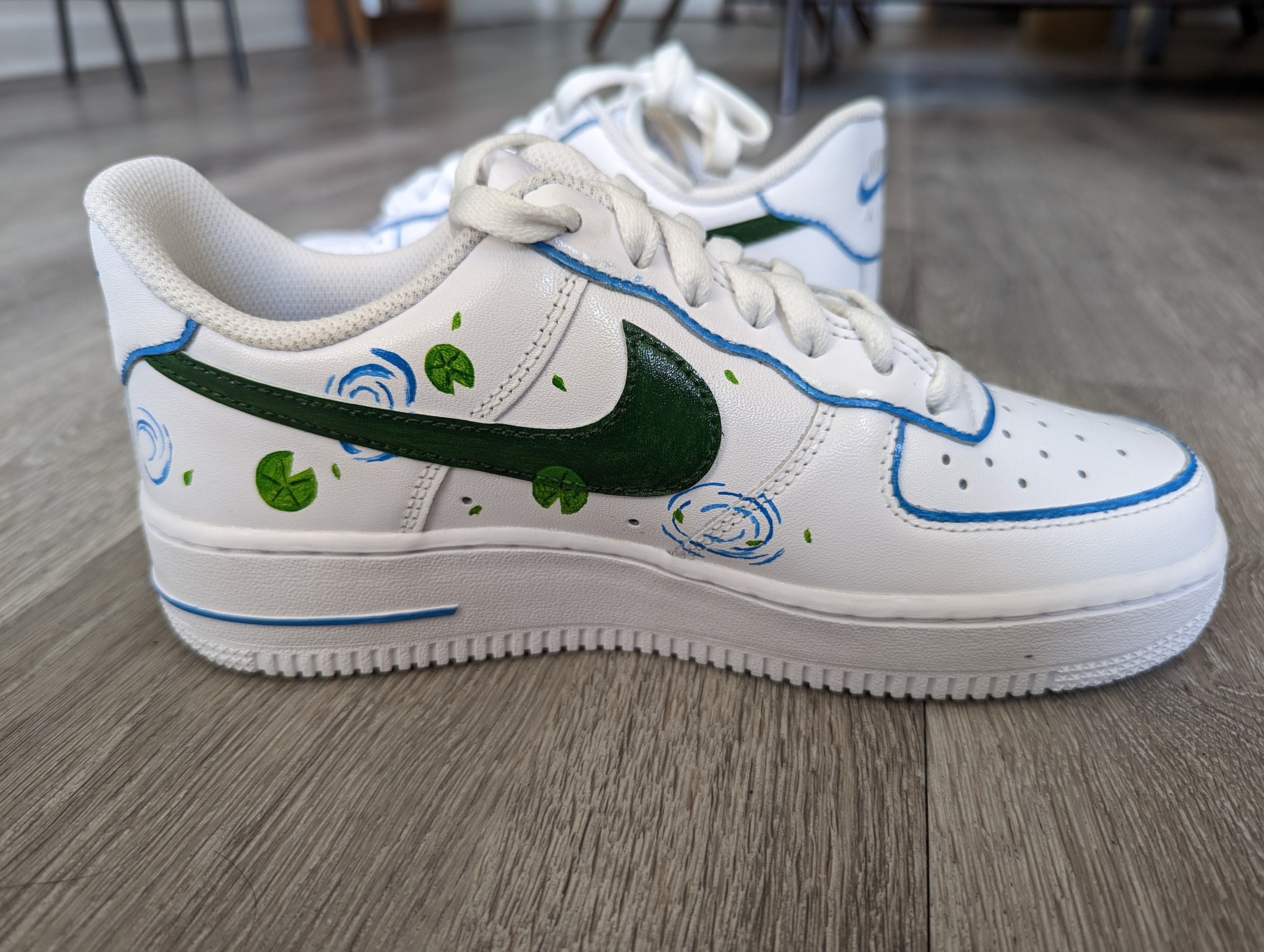 Nike Air Force 1 Custom Koi Fish Pond Hand Painted Leather Acrylic - Etsy