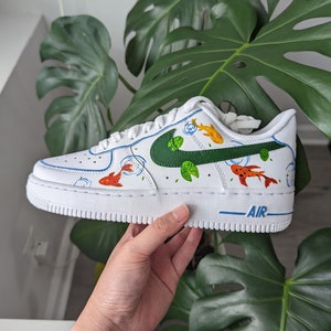 Nike Air Force 1 Custom Koi Fish Pond Hand Painted Leather Acrylic - Etsy