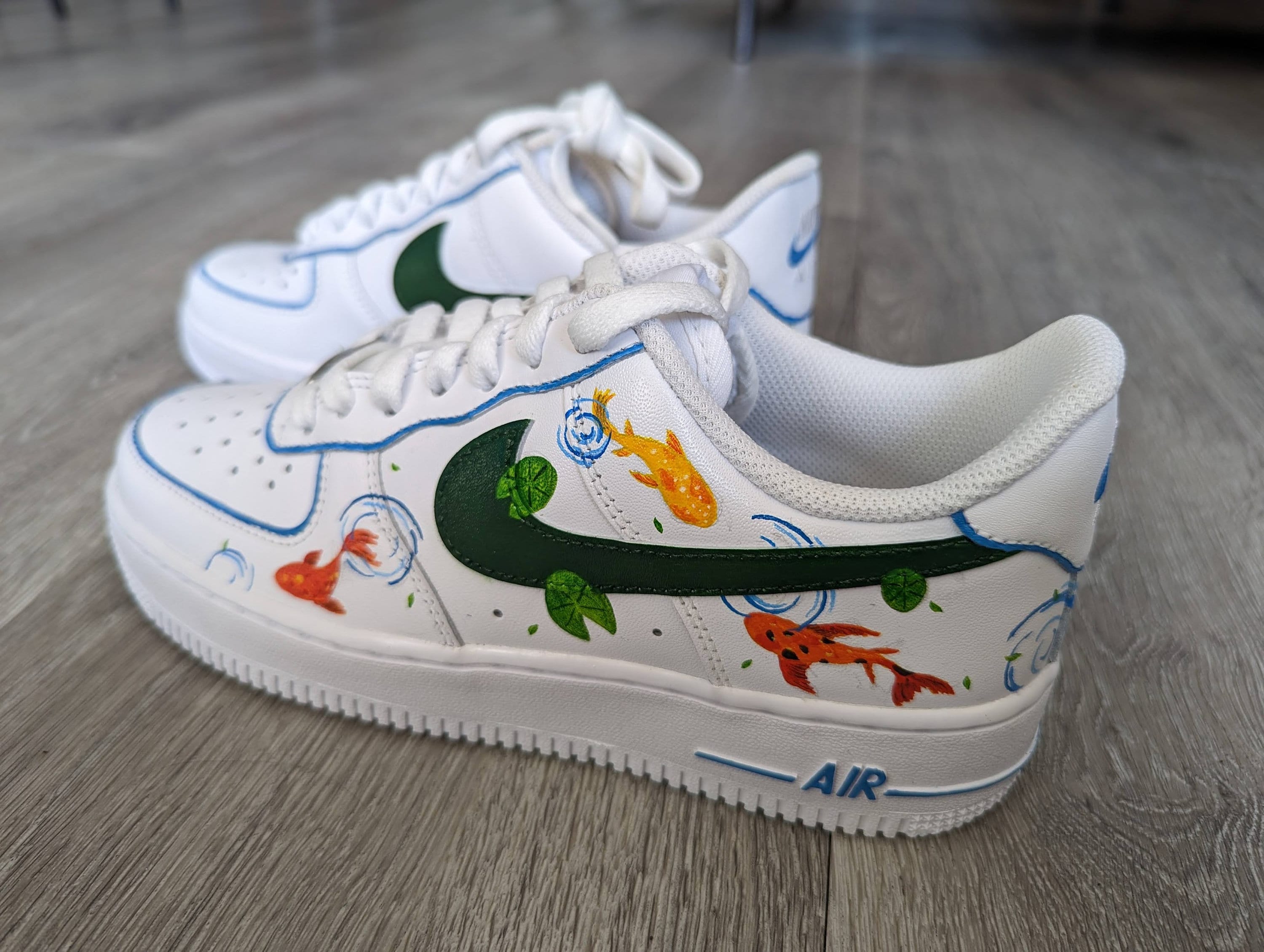 Nike Air Force 1 Custom Koi Fish Pond Hand Painted Leather Acrylic - Etsy